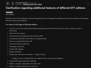 2024年5月1日 EFT 各エディションの追加情報 | タルコフ情報省